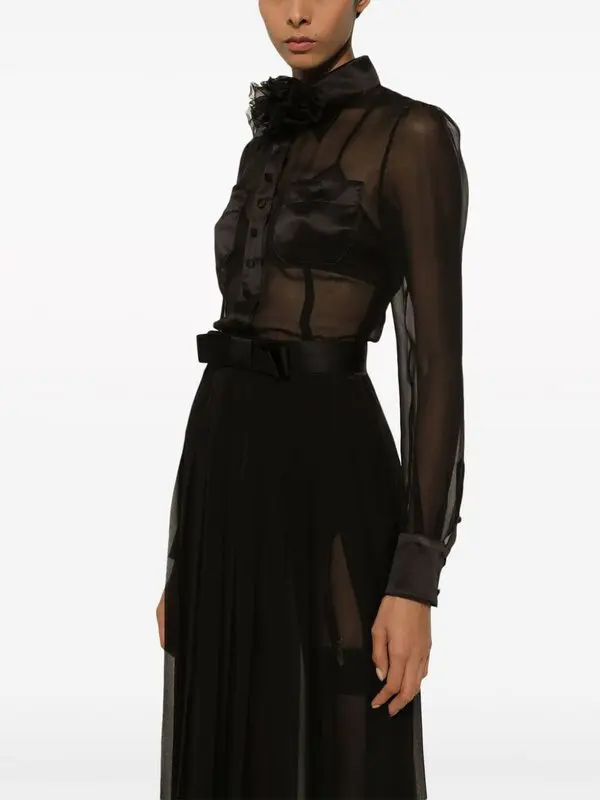 Dolce & Gabbana Floral-appliqué Silk-blend Dress