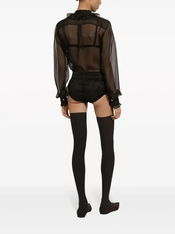 Dolce & Gabbana Frilled-detail Silk Blouse - Black
