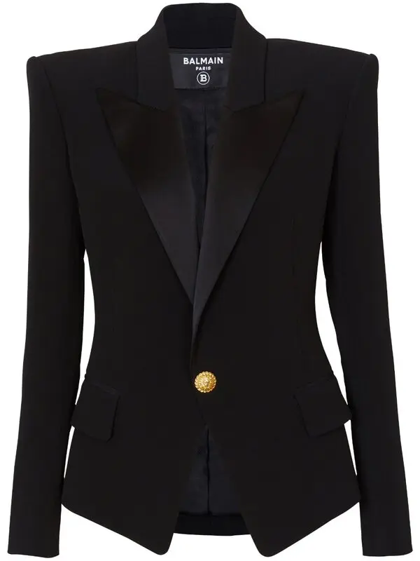 Balmain Satin-lapel Single-breasted Blazer