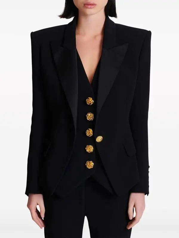 Balmain Satin-lapel Single-breasted Blazer