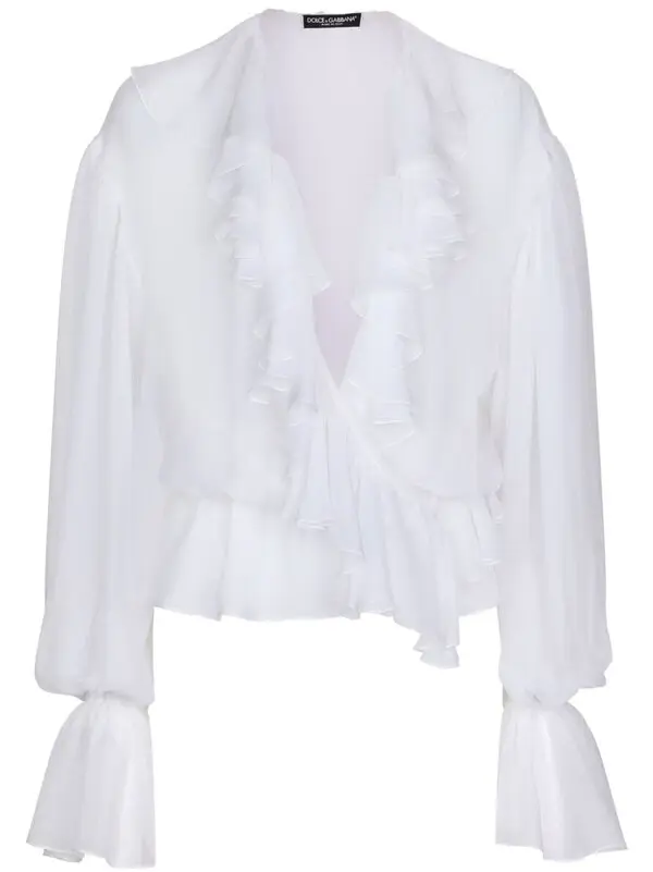 Dolce & Gabbana Ruffled-trim Cropped Blouse