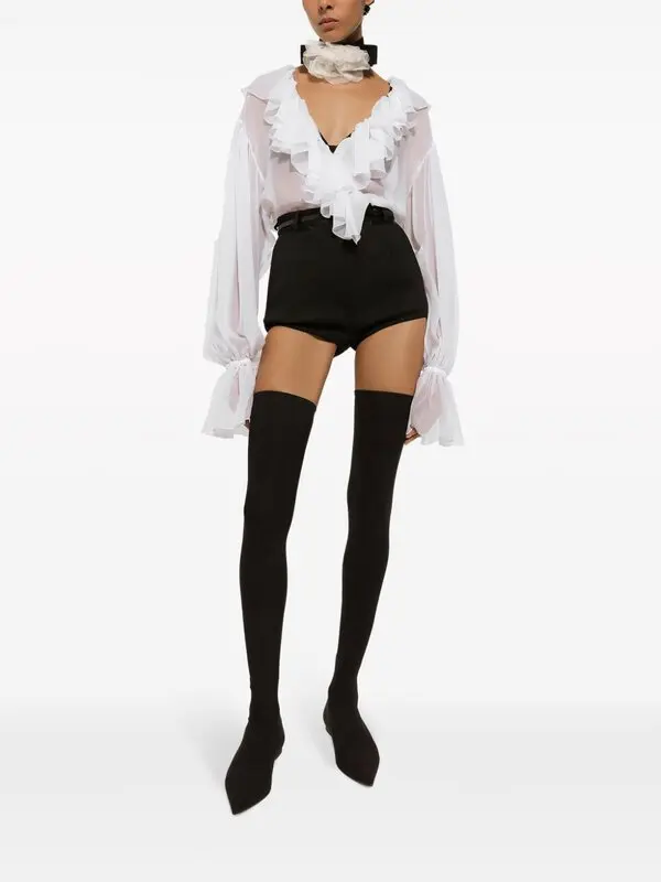 Dolce & Gabbana Ruffled-trim Cropped Blouse