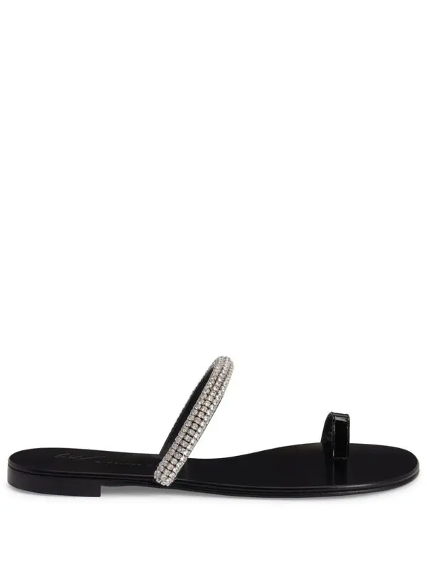 GIUSEPPE ZANOTTI Galassia Rhinestone-embellished Flat Sandals - Black