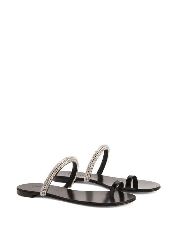 GIUSEPPE ZANOTTI Galassia Rhinestone-embellished Flat Sandals - Black