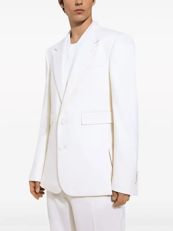 Dolce & Gabbana Single-breasted Wool Blazer - White