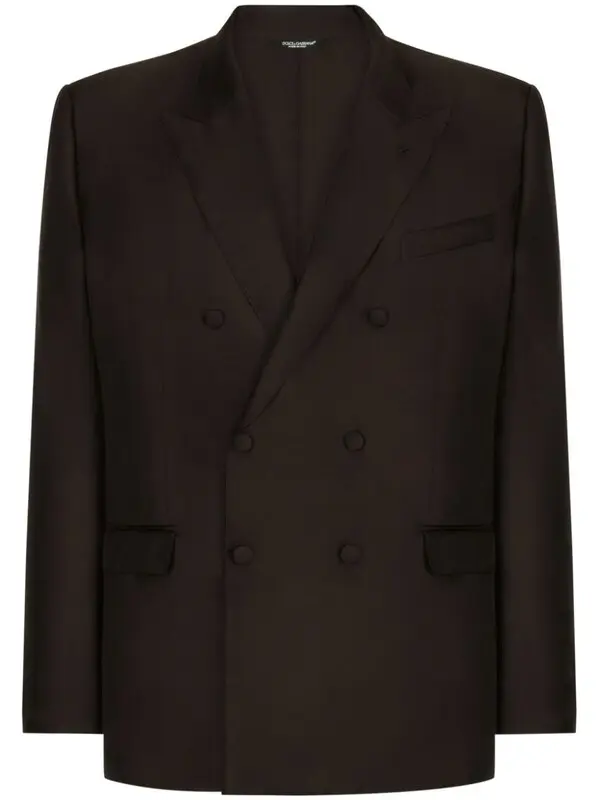 Dolce & Gabbana Double-breasted Silk Blazer - Brown