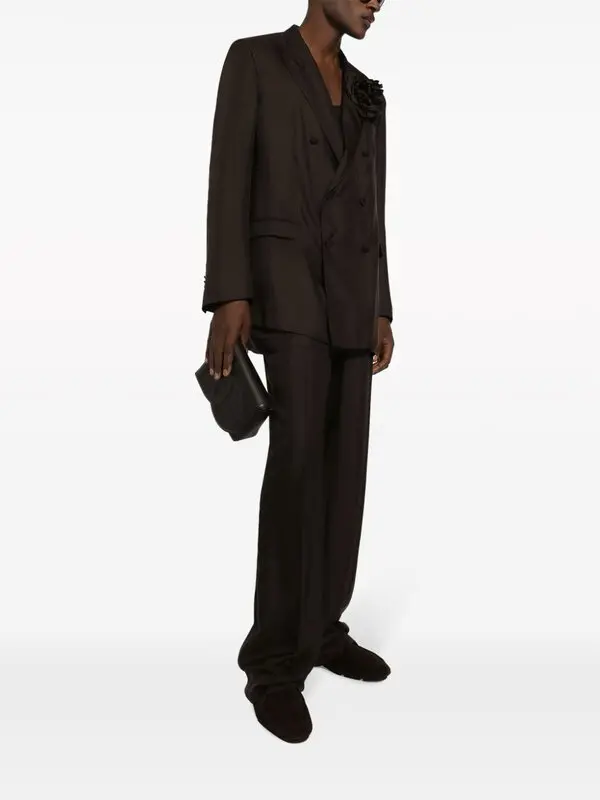 Dolce & Gabbana Double-breasted Silk Blazer - Brown