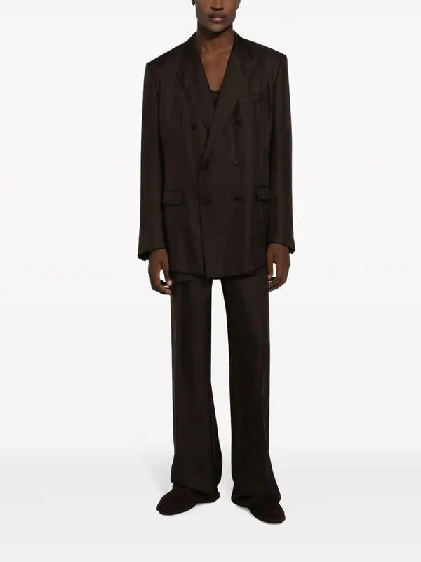 Dolce & Gabbana Double-breasted Silk Blazer - Brown