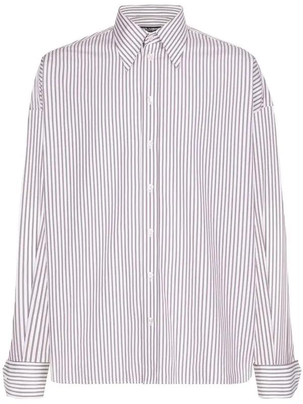 Dolce & Gabbana Oversized Striped Cotton-poplin Shirt - White