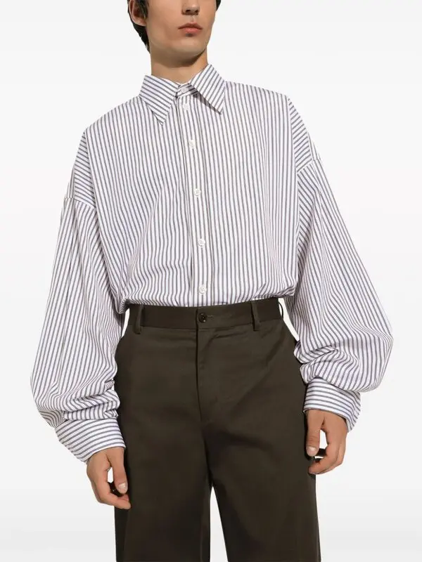 Dolce & Gabbana Oversized Striped Cotton-poplin Shirt - White