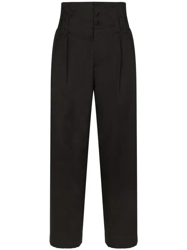 Dolce & Gabbana High-waisted Cotton Trousers - Black