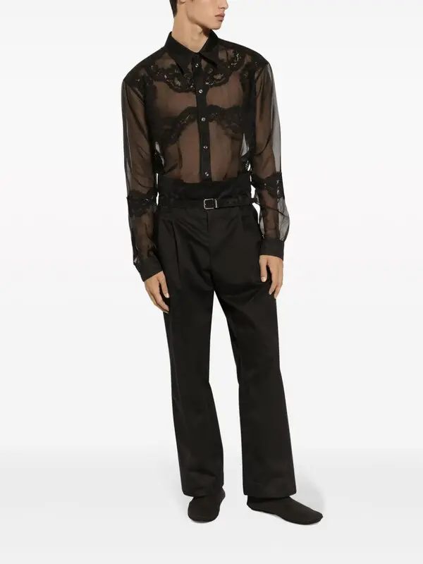 Dolce & Gabbana High-waisted Cotton Trousers - Black