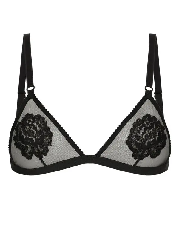 Dolce & Gabbana Floral-motif Triangle Bra - Black