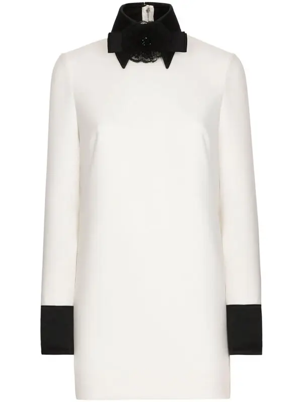 Dolce & Gabbana Bow-applique Virgin Wool-blend Minidress