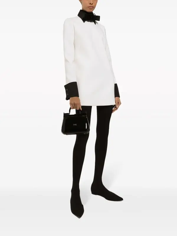 Dolce & Gabbana Bow-applique Virgin Wool-blend Minidress