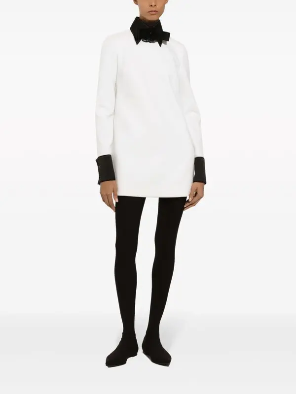 Dolce & Gabbana Bow-applique Virgin Wool-blend Minidress