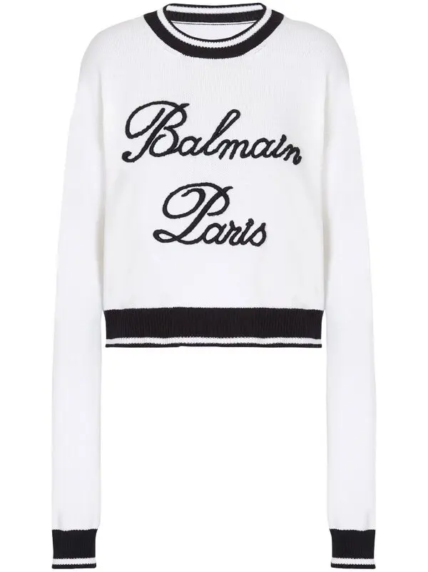 Balmain Logo-embroidered Crew-neck Jumper - White