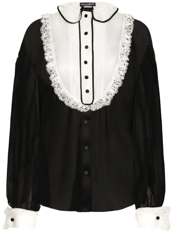 Dolce & Gabbana Bib-collar Silk-blend Shirt
