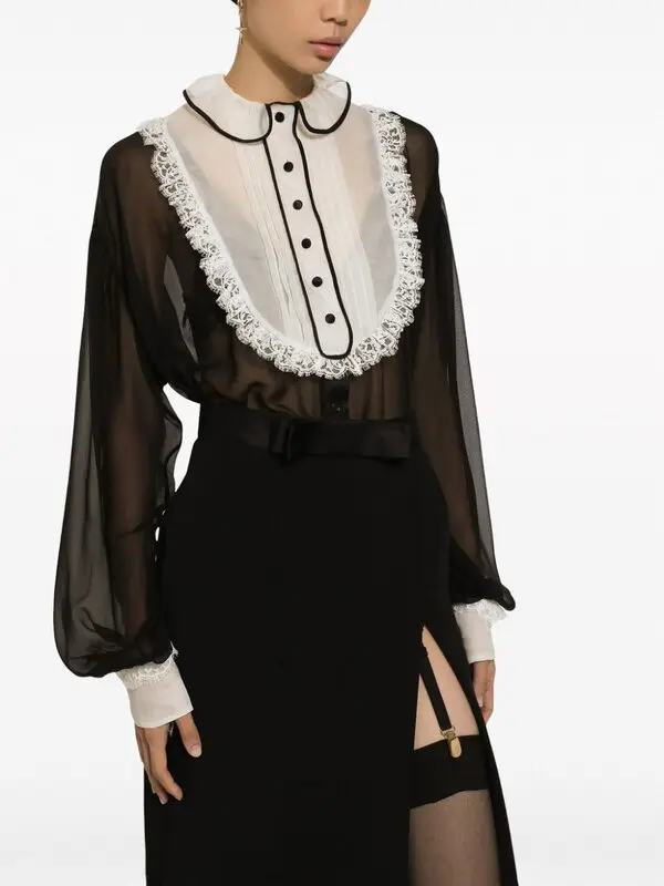 Dolce & Gabbana Bib-collar Silk-blend Shirt