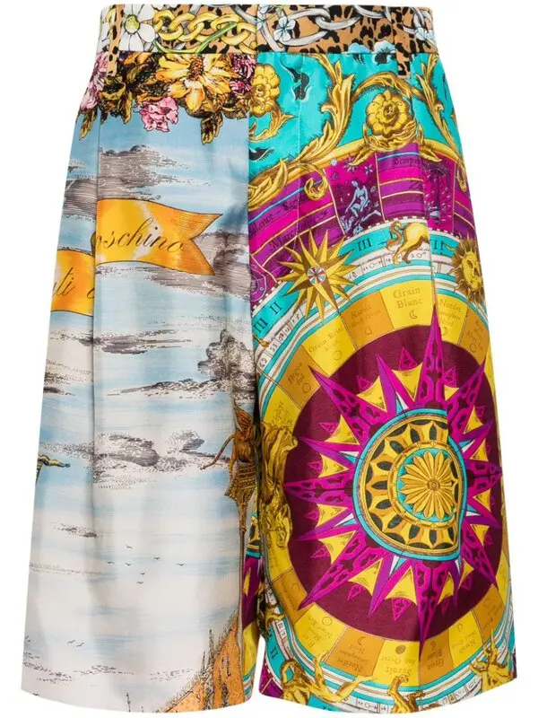 Moschino Graphic-print Silk Shorts - Multicolour