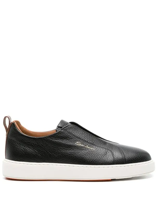 Santoni Leather Slip-on Sneakers