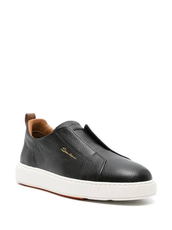 Santoni Leather Slip-on Sneakers