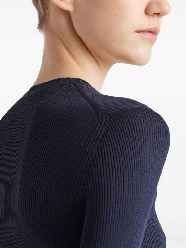 Prada Intarsia-knitted Logo Top - Blue