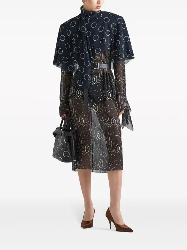 Prada Printed Georgette Midi Dress