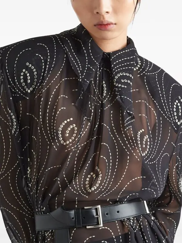 Prada Printed Georgette Midi Dress