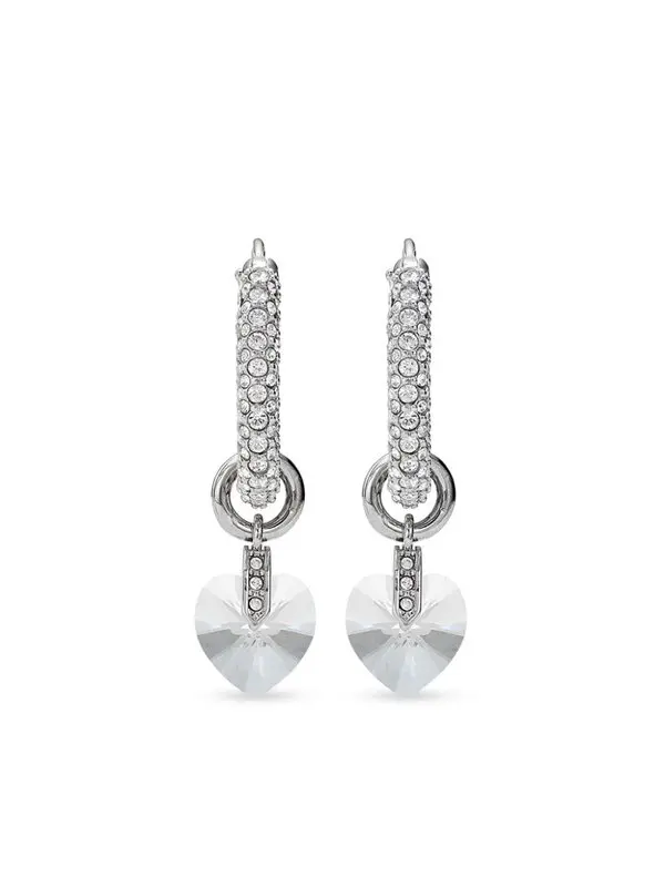 JIMMY CHOO Crystal Heart Hoop Earrings - Silver