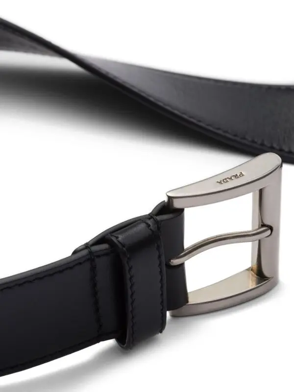 Prada Buckled Leather Belt - Black