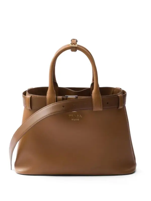 Prada Small Buckle Tote Bag - Brown