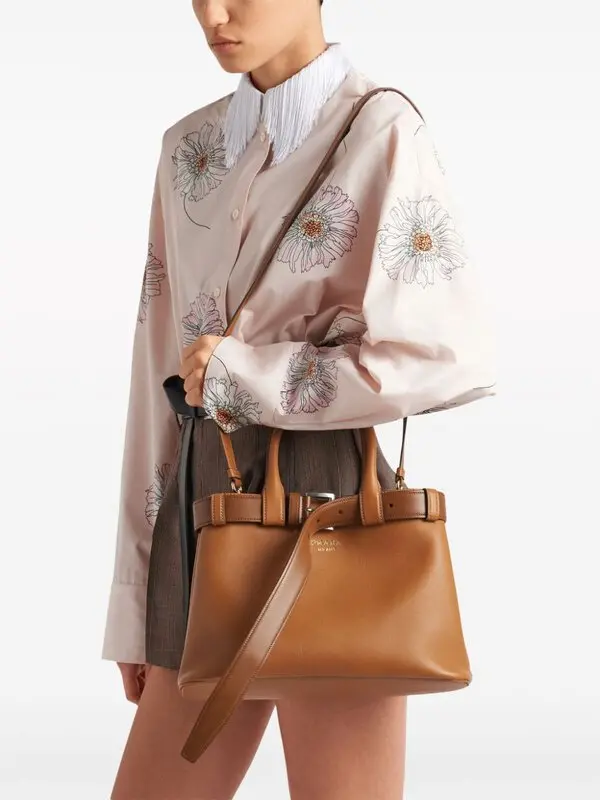 Prada Small Buckle Tote Bag - Brown