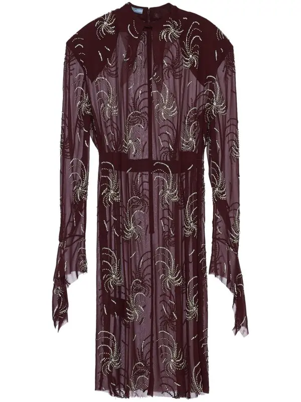 Prada Embroidered Georgette Dress