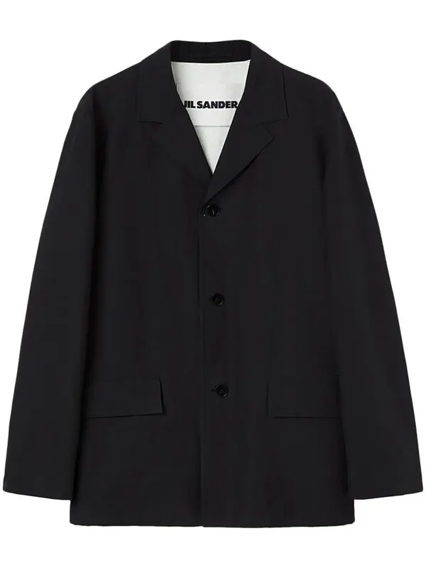 JIL SANDER Deconstructed Cotton Shirt Jacket - Black