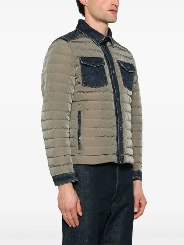 MOORER Denim-trim Quilted Jacket - Blue