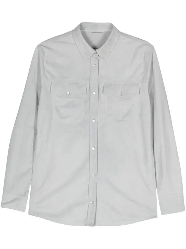 Eleventy Press-stud Suede Shirt