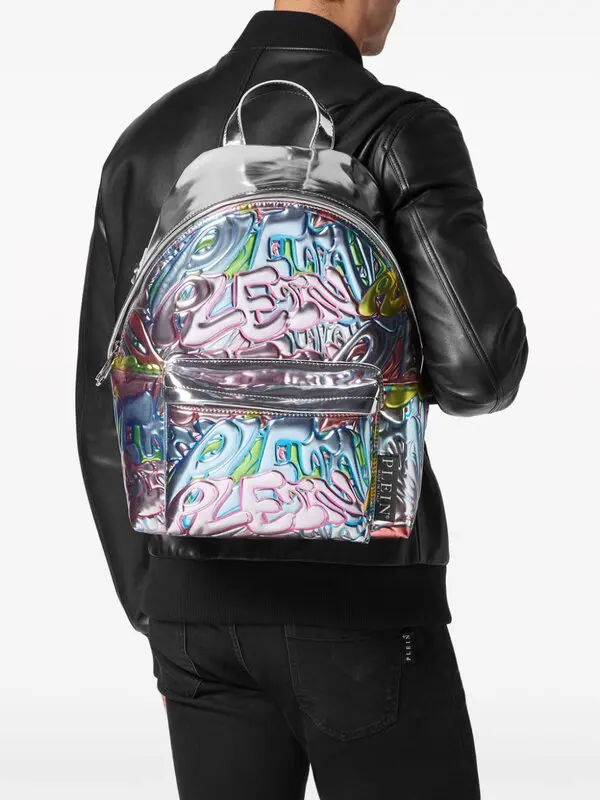 Philipp Plein Metallic Leather Backpack