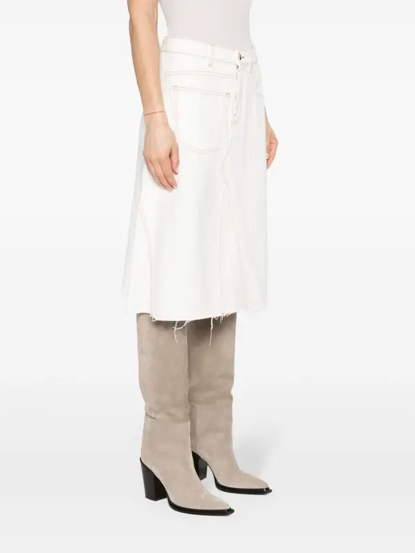 Tory Burch Deconstructed Denim A-line Skirt - Neutrals