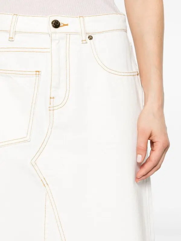 Tory Burch Deconstructed Denim A-line Skirt - Neutrals
