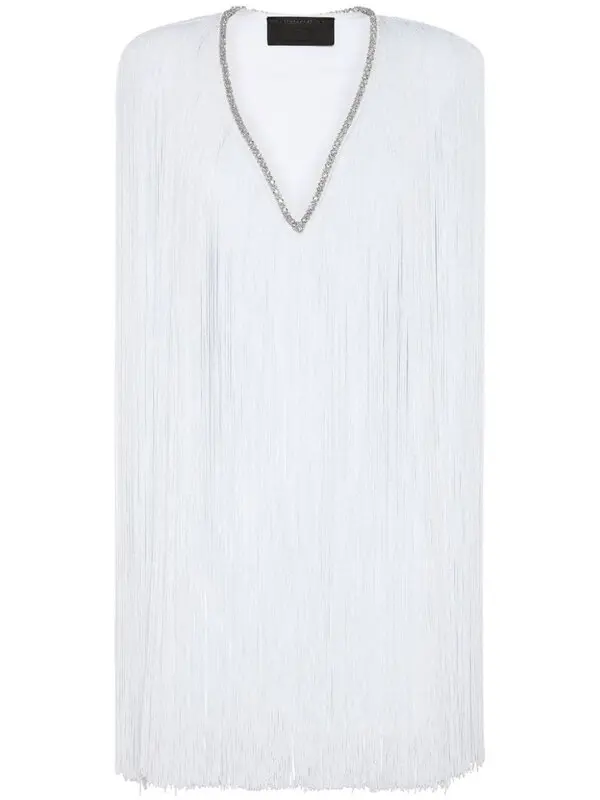 Philipp Plein Fringed Mini Dress - White