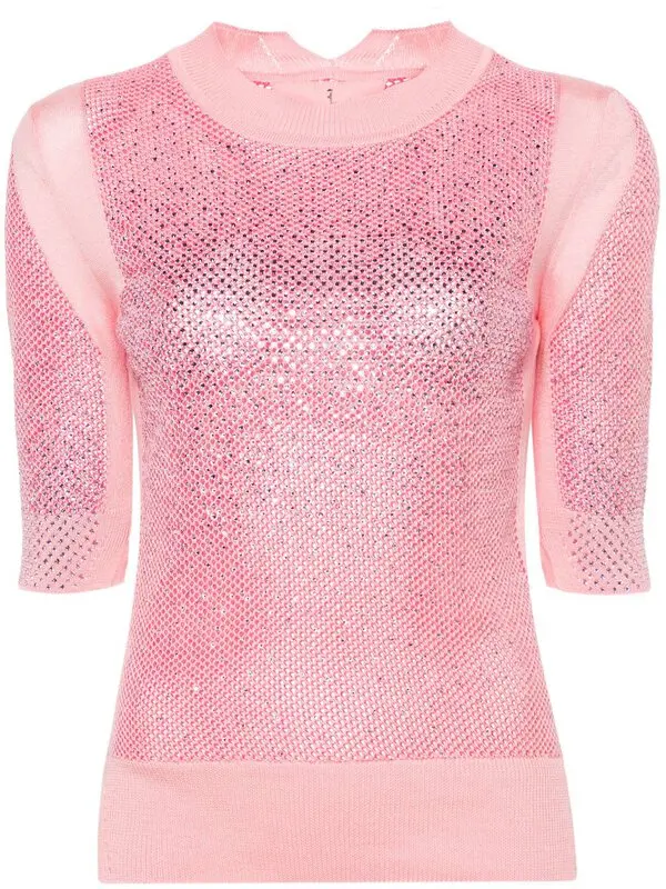 Ermanno Scervino Crystal-embellished Knit Top