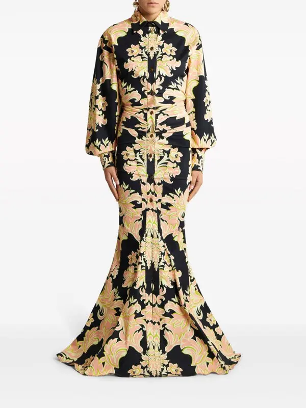 Etro Paisley-print Ruched Gown