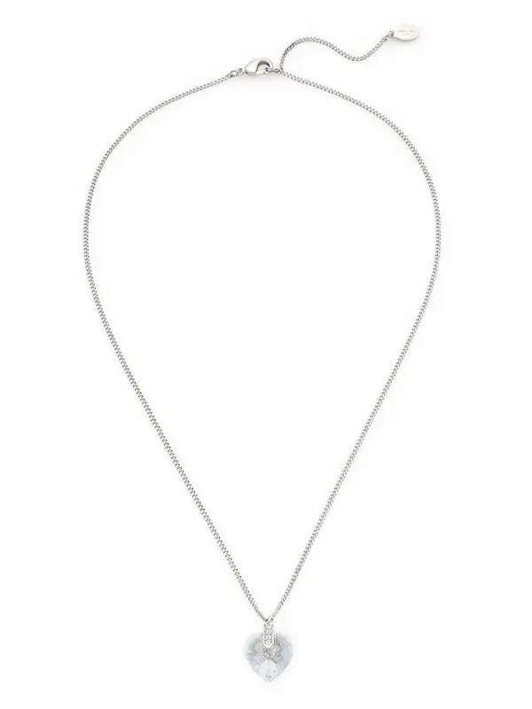 JIMMY CHOO Heart Crystal Pendant Necklace - Silver