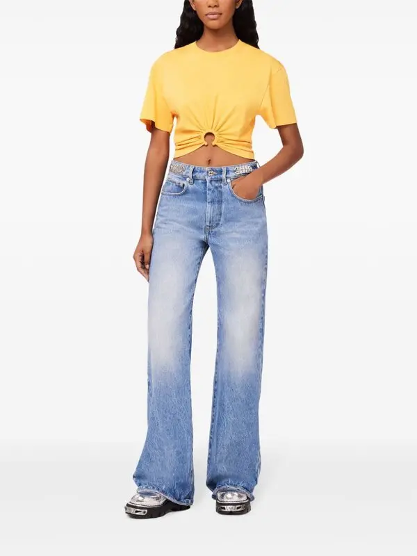 Rabanne Ring-detail Cropped T-shirt - Yellow