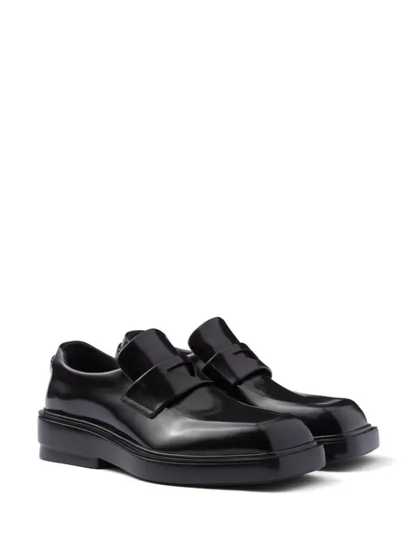 Prada Triangle-patch Leather Loafers