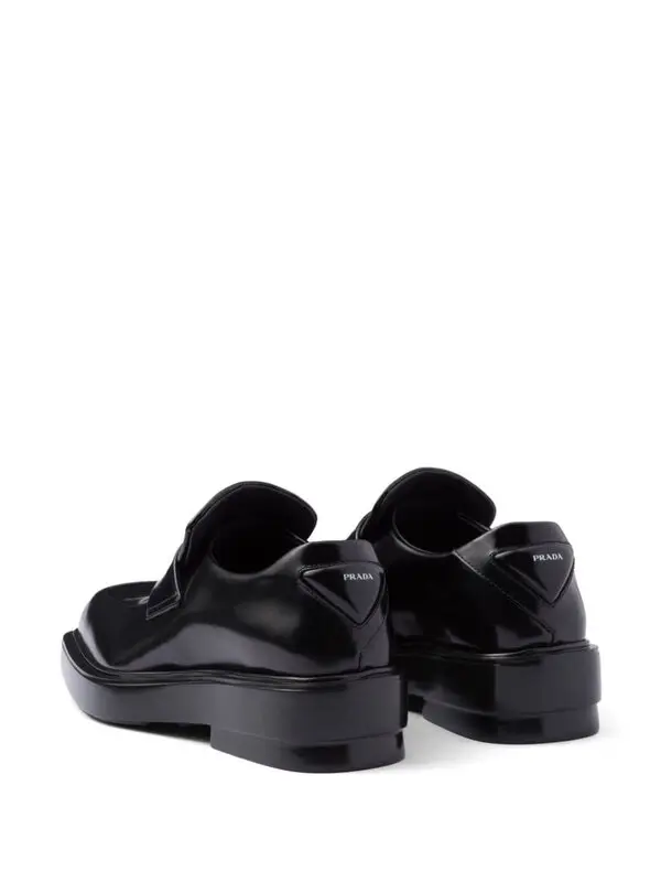 Prada Triangle-patch Leather Loafers