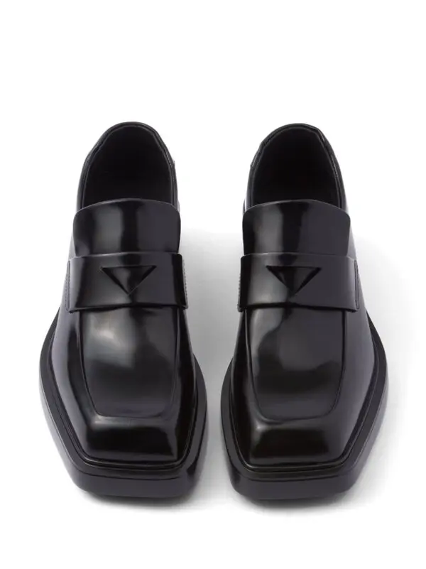 Prada Triangle-patch Leather Loafers