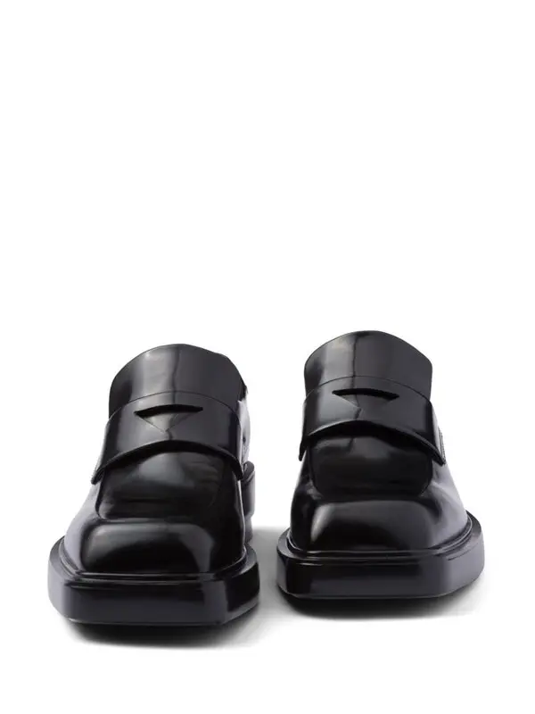 Prada Triangle-patch Leather Loafers