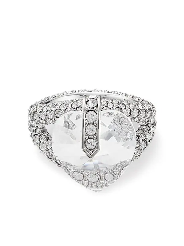 JIMMY CHOO Heart Crystal Cocktail Ring - Silver